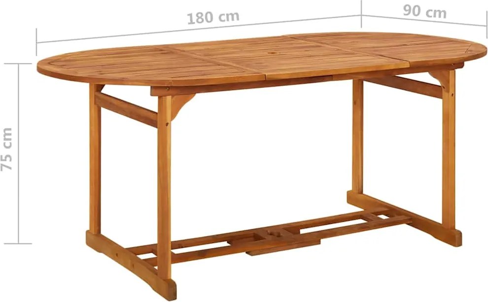 Zahradní jídelní stůl 180 x 90 x 75 cm masivní akáciové dřevo 315948