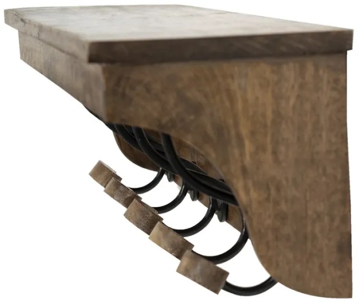 Dřevěný nástěnný věšák s 5-ti háčky Marit – 70x17x17 cm