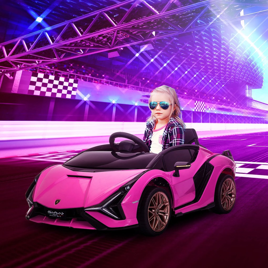HOMCOM dětské elektrické SUV auto se 3 rychlostmi, bezpečnostní pásy, dálkové ovládání, hudební (MP3/USB) světlo, pro 37-60 měsíců, nosnost 25kg, Pink