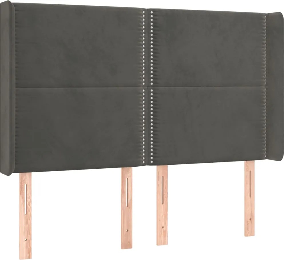 Box spring postel s matrací a LED tmavě šedá 140x200 cm samet 3139506