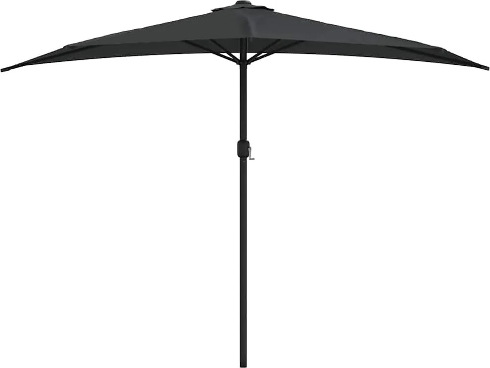 Slunečník na balkon hliníková tyč černý 300x155x223 cm půlkruh 312504