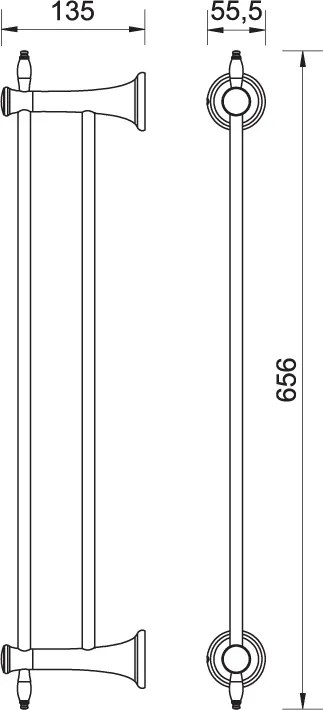 Ferro - Dvojitý držák ručníků ANTICA 600 mm, bronz, AAI10BR
