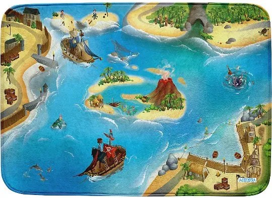 HOUSE OF KIDS Dětský hrací koberec Piráti 3D Ultra Soft 100x150 modrý