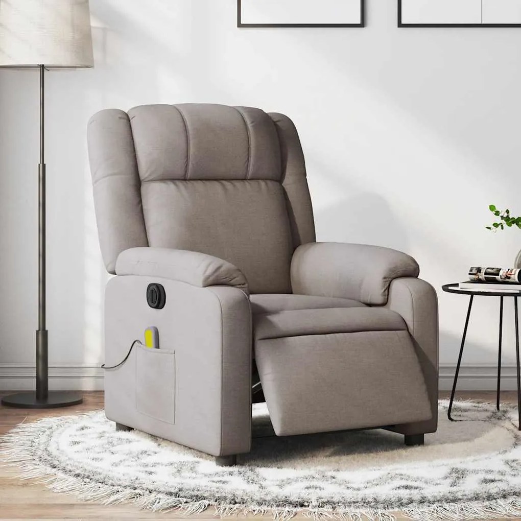 Elektrické masážní polohovací křeslo taupe textil 3205198