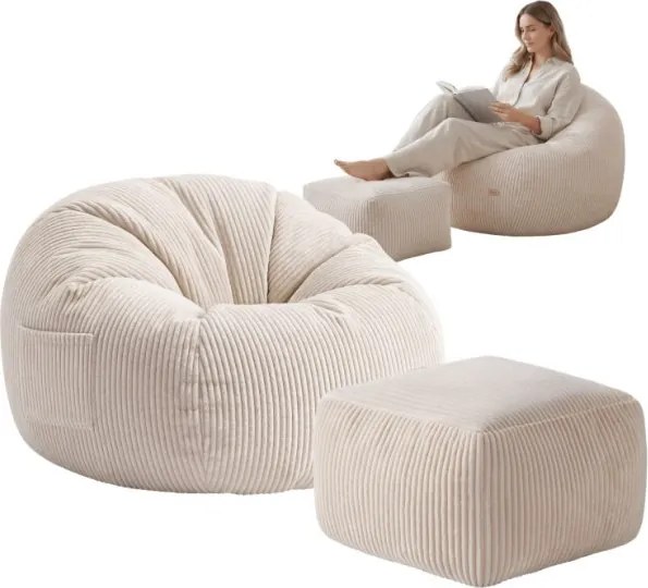Sedací pytel s podnožkou COMFY 3.0 béžový