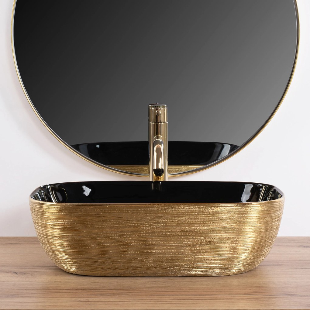 Rea, Umyvadlo na desku Rea Belinda BLACK GOLD BRUSH, REA-U8780