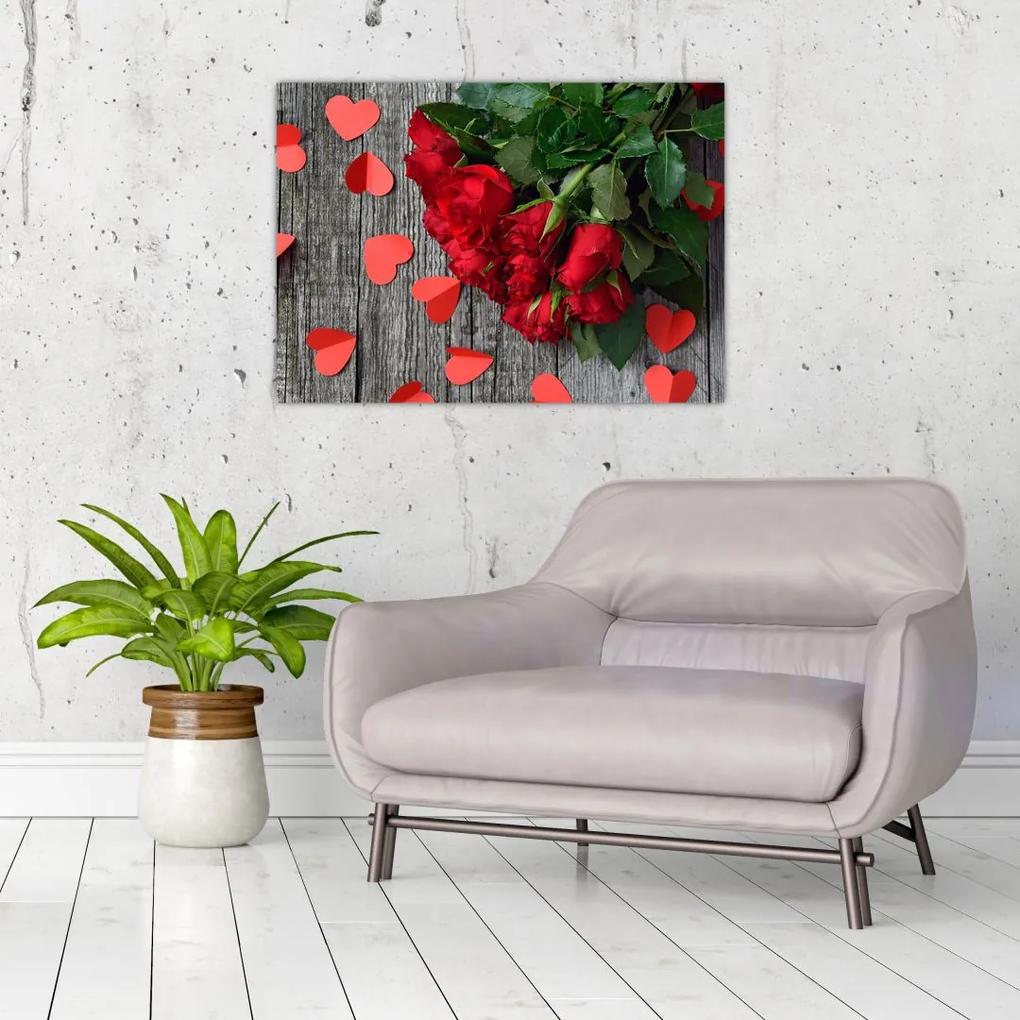 Skleněný obraz - kytice růží (70x50 cm)