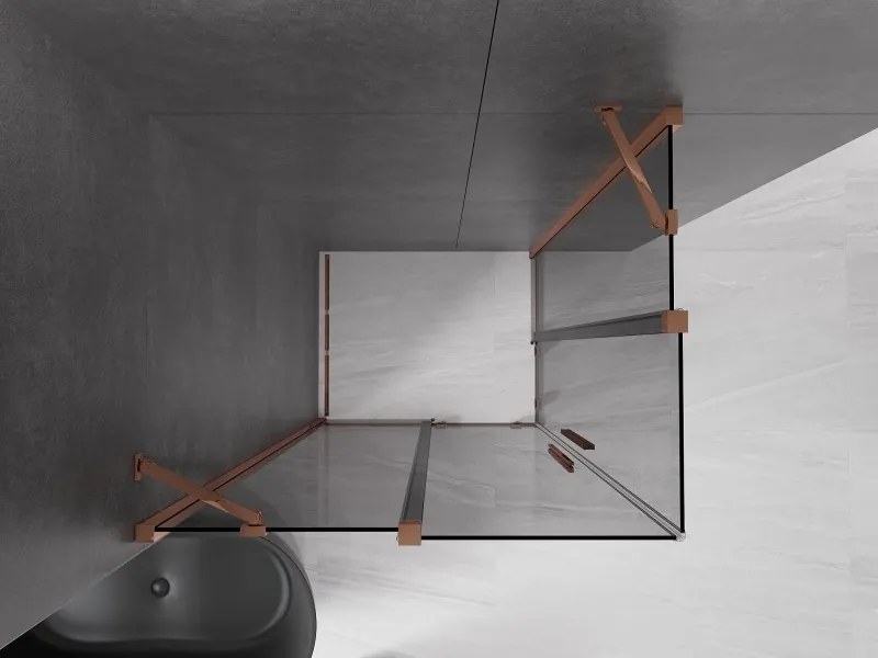 Mexen Velar Duo, sprchový kout s posuvnými dveřmi 100 x 90 cm, 8mm šedé sklo, růžové zlato, 871-100-090-42-60