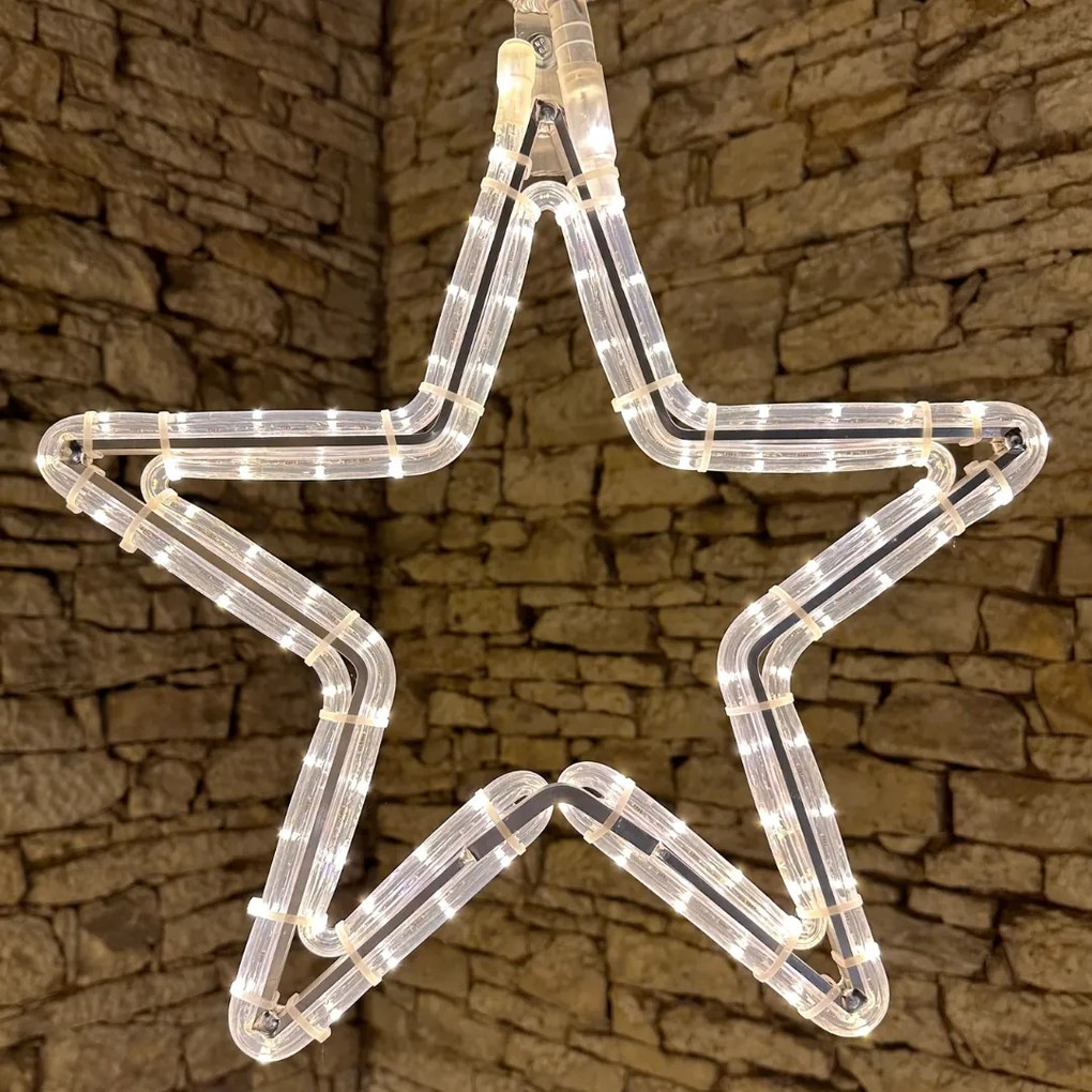 Easy Fix 2D LED světelná hvězda XII., Ø 45 cm, teple bílá, závěsná, bílý kabel, hliník
