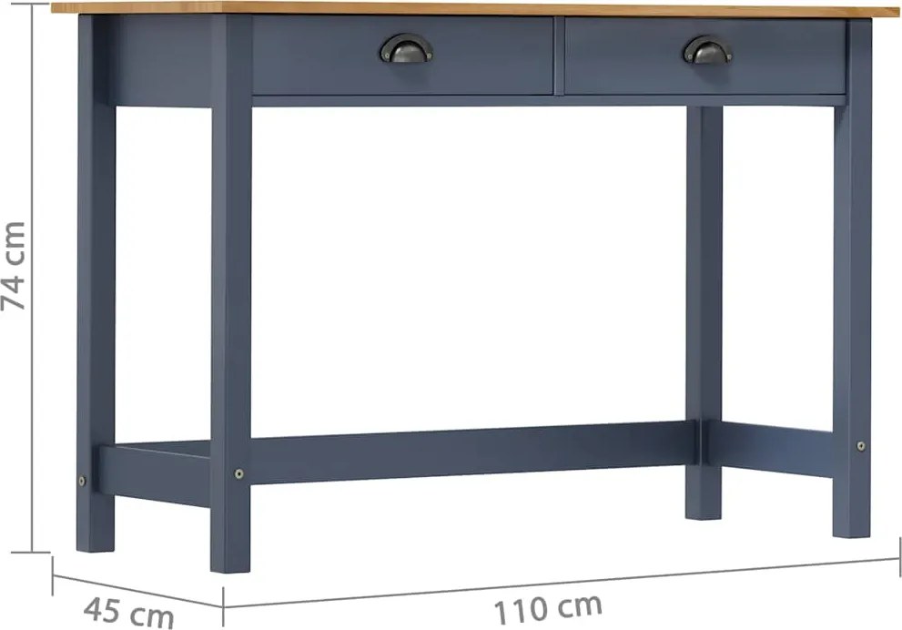 Konzolový stolek Hill 2 zásuvky šedý 110x45x74 cm borové dřevo 288993