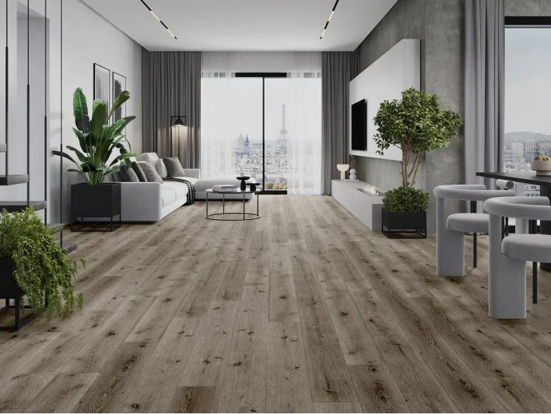 Mexen Kansas vinylové panely 1240 x 182 mm SPC 6,5 mm, podložka IXPE 1,5 mm, 4 V-drážka, Dub - F1032-1240-182-505-4V1-01