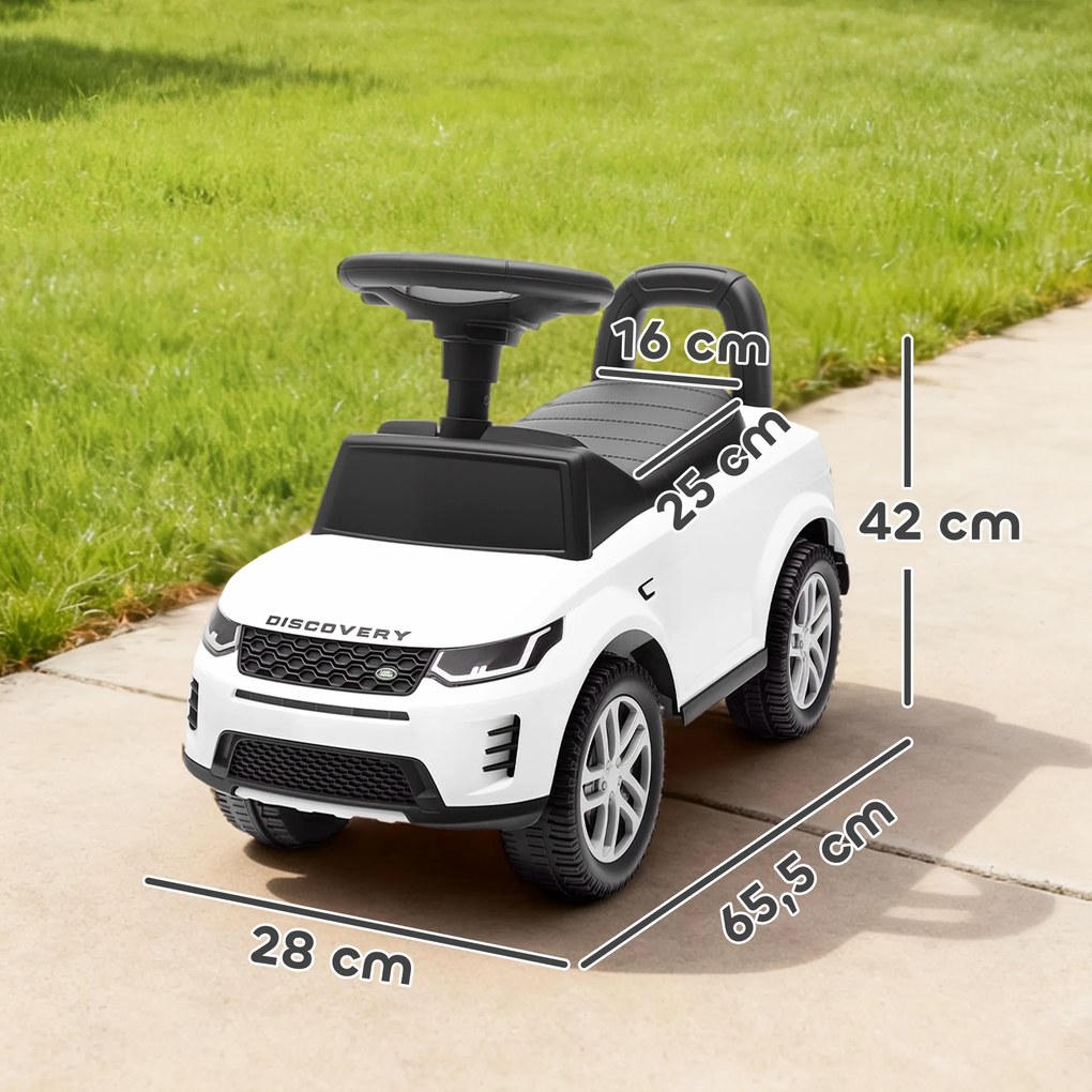 AIYAPLAY Land Rover chodítko (licence) – 18–36 měsíců, úložný prostor, klakson a zvuky motoru, bílá