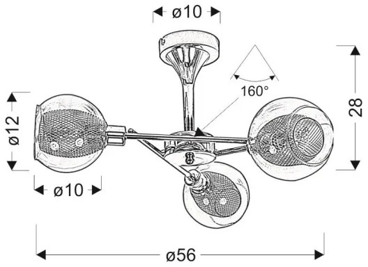 Lustr na tyči OZZO 3xE14/40W/230V