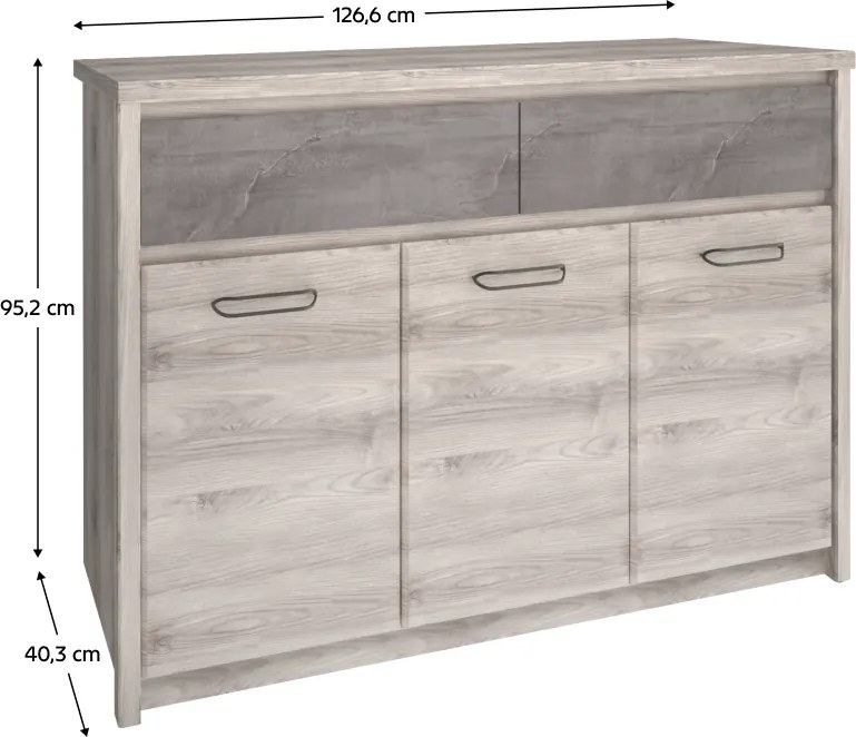 Komoda 3D2S, kaštan nairobi/onyx, JESI NEW