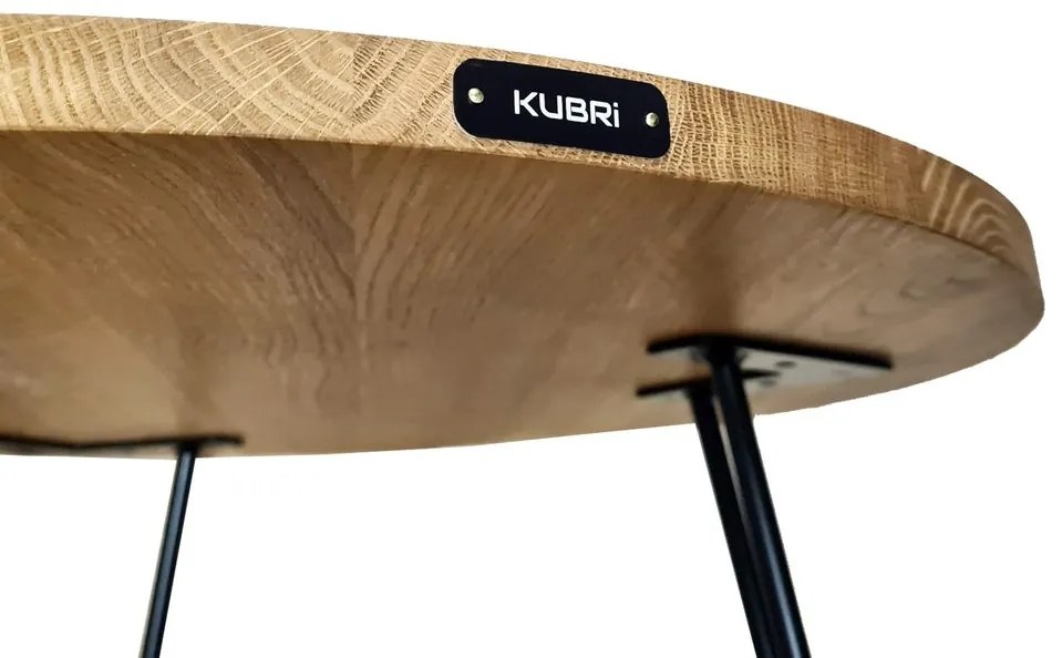 KUBRi 0502 - 60 cm dubový konferneční stolek s kovovými nohami