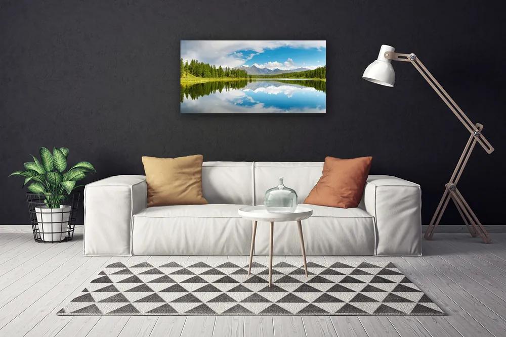 Obraz na plátně Les Jezero Hory Krajina 100x50 cm
