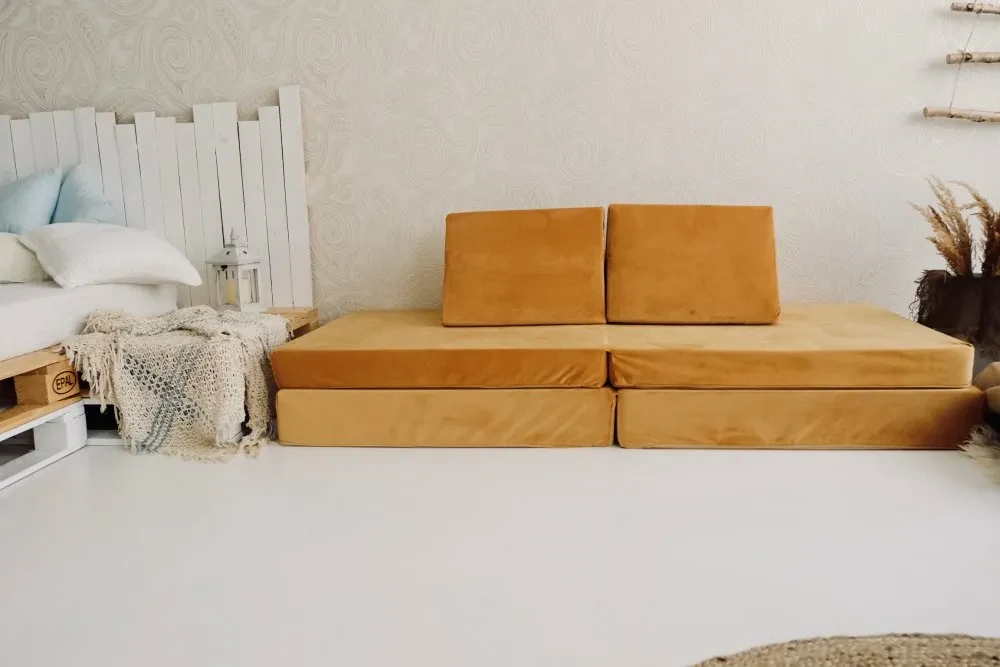 BUNKR - HOŘČICOVĚ ŽLUTÁ BARVA - Skládací dětské matrace, gauč ...