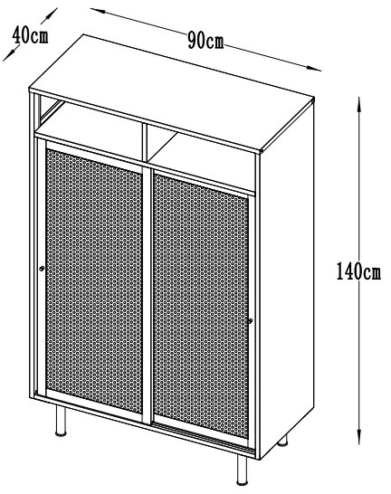 Designová skříňka Taiyanna 140 cm šedá