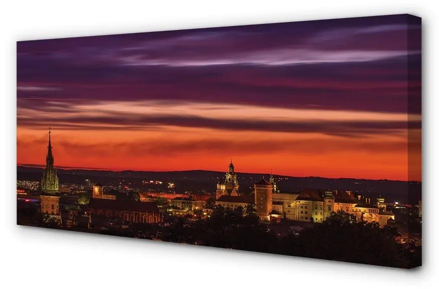 Obrazy na plátně Krakov noční panorama 100x50 cm