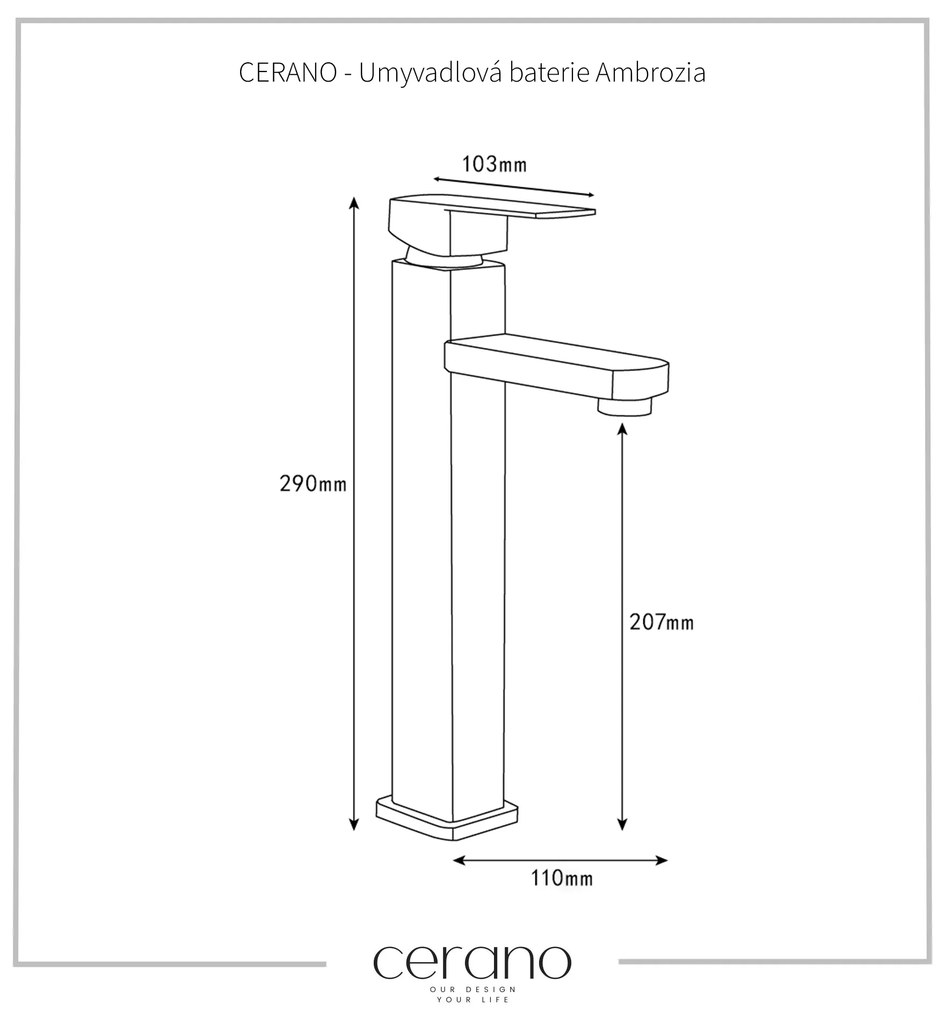 CERANO - Umyvadlová baterie vysoká Ambrozia - černá matná