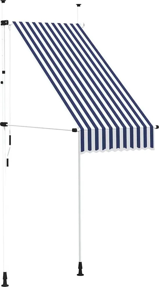 Ručně zatahovací markýza 100 cm modro-bílé pruhy 145829