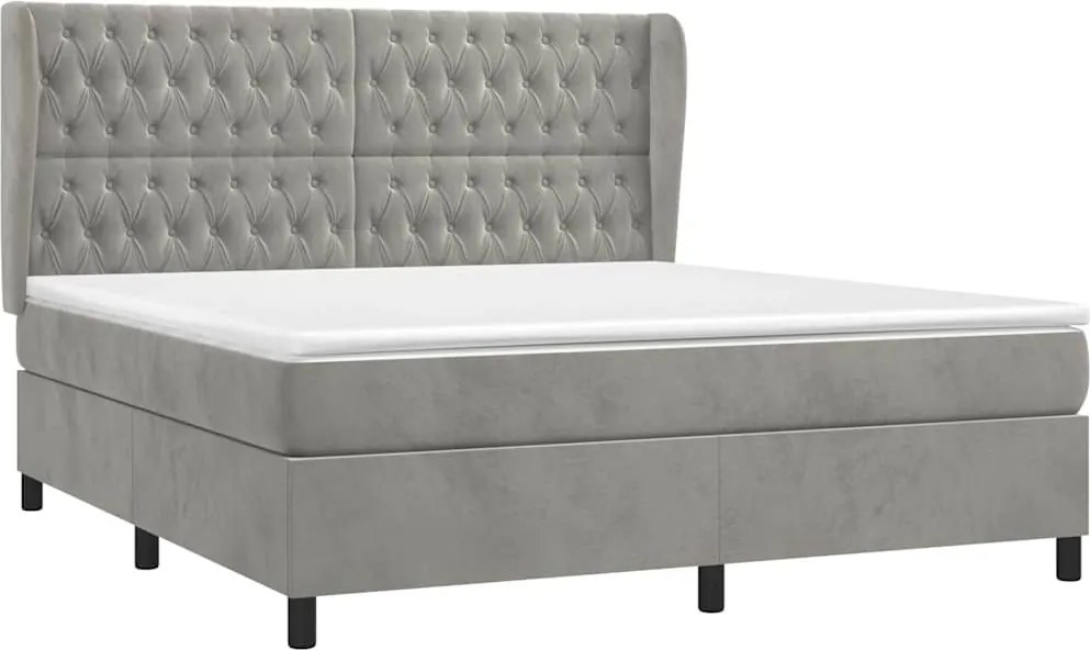 Box spring postel s matrací světle šedá 180x200 cm samet 3129405