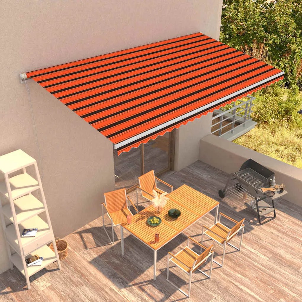 Automatická zatahovací markýza 600 x 300 cm oranžovo-hnědá 3051208