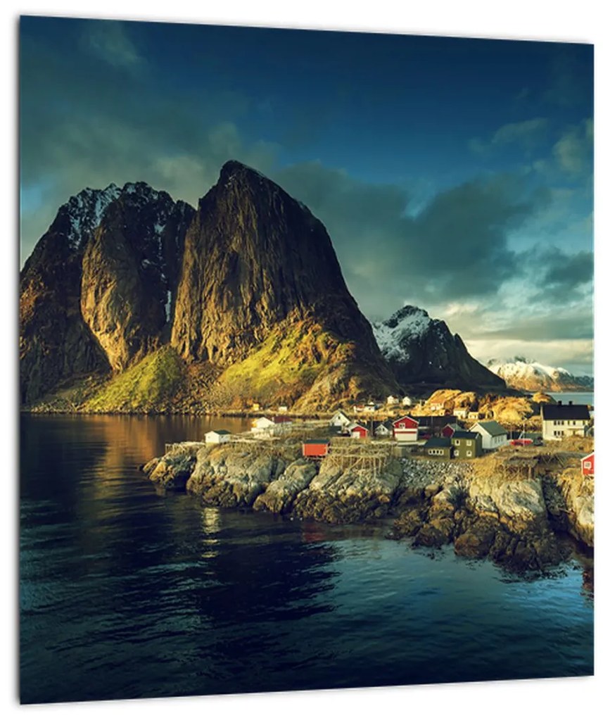 Obraz rybářské vesnice v Norsku (30x30 cm)