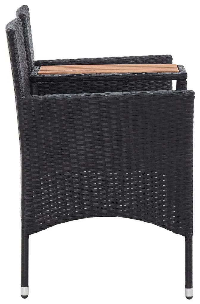 vidaXL 2místná zahradní lavice s čajovým stolkem 143cm polyratan černá
