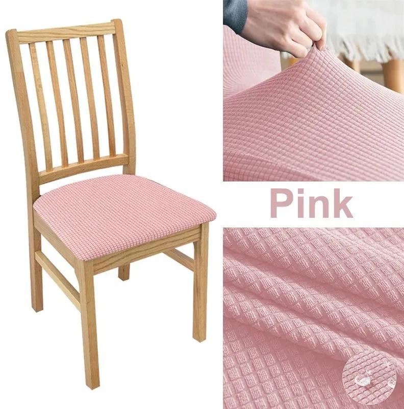 Žakárové vzorované potahy na sedátko jídelní židle (čtverečky) Barva: T1-pink (růžová)