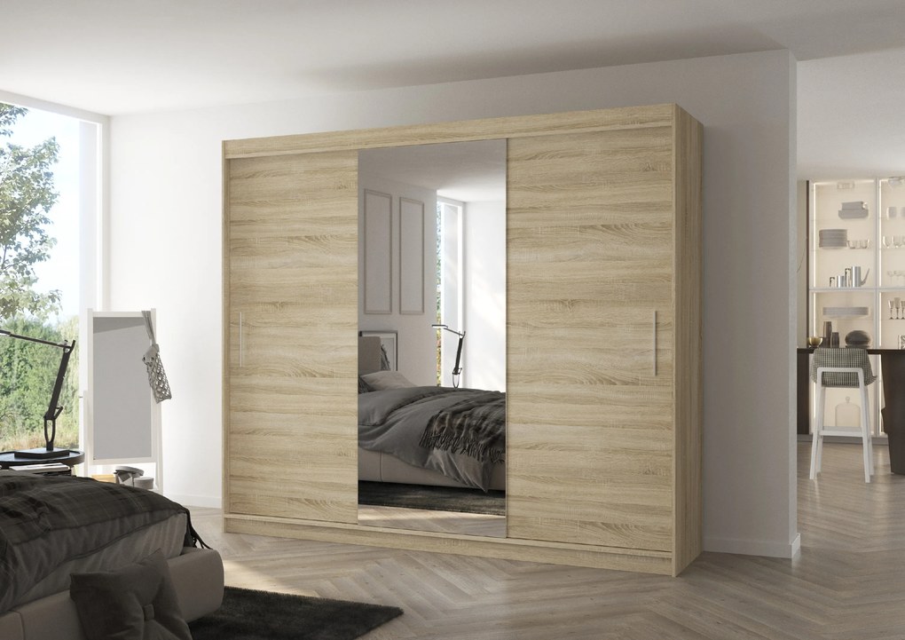 ADRK Furniture Posuvná skříň s zrcadlem DENIS 250 ADRK-SW-DEN-S-250