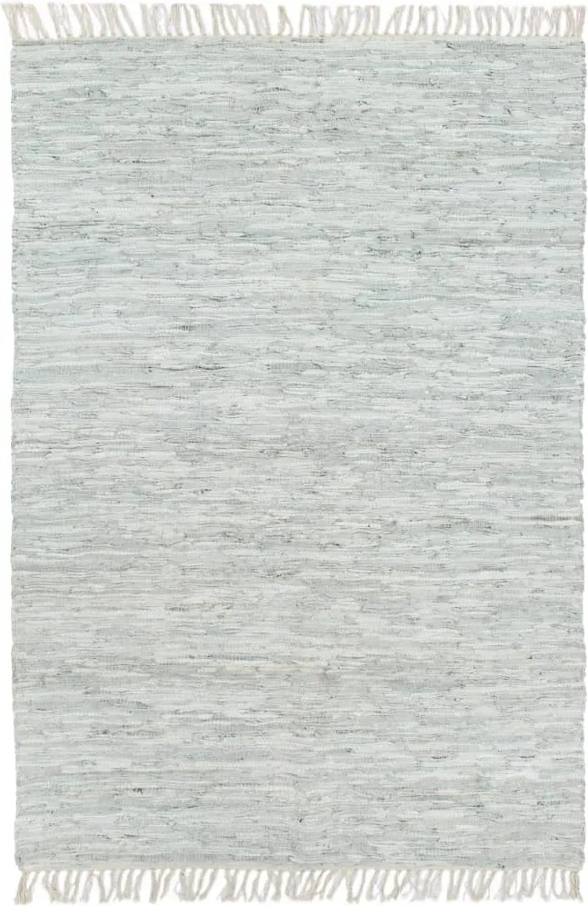 Ručně tkaný koberec Chindi kůže - světle šedý | 160x230 cm