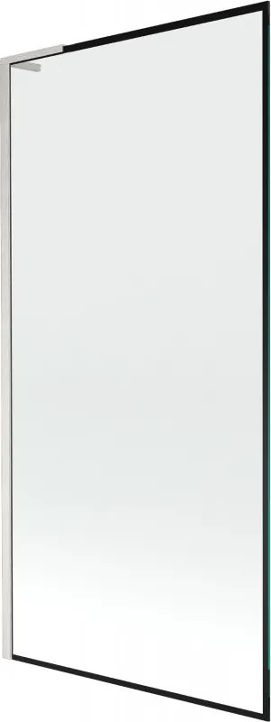 Mexen Next L, 1-křídlová vanová zástěna 90 x 150 cm, 6mm čiré sklo-černý vzor, 6mm čiré sklo, profil broušená ocel, 895-090-000-03-70-97