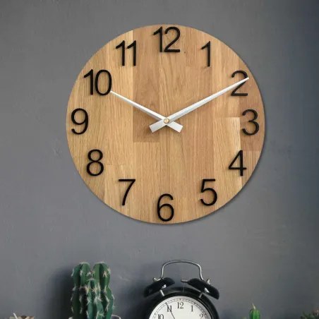 Dřevěné nástěnné hodiny moderní design I SENTOP MAS016-OSMO-3041-heads-silver