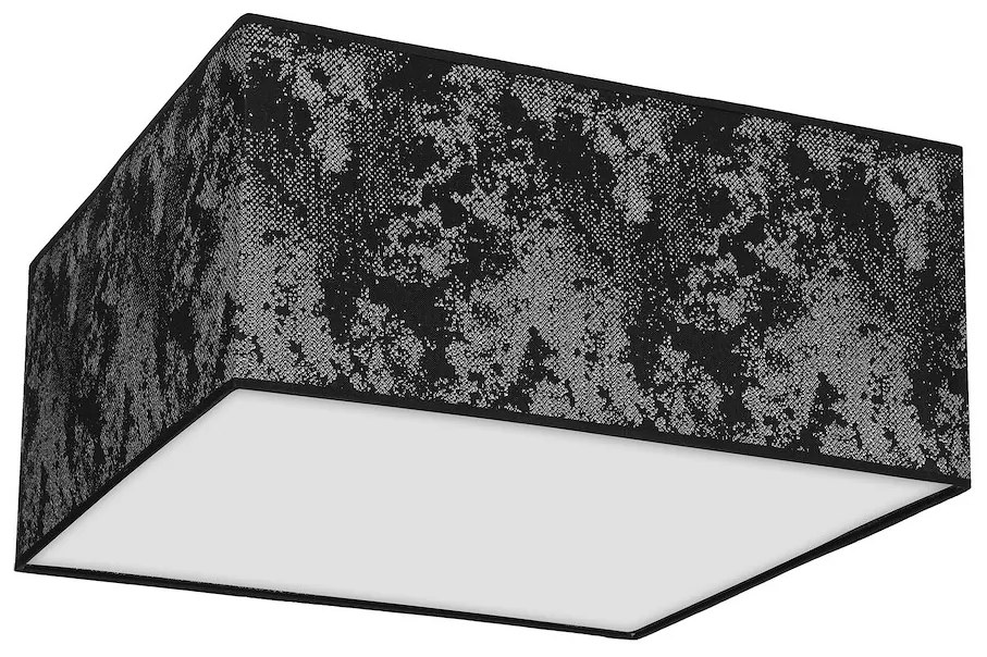 Stropní svítidlo Satino Square, 1x černé/stříbrné textilní stínítko, (bílé plexisklo), (40 cm)