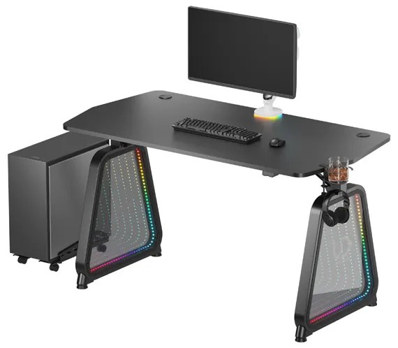 Herní stůl UTRADESK BOOSTER - 136 cm, podsvícený, černý