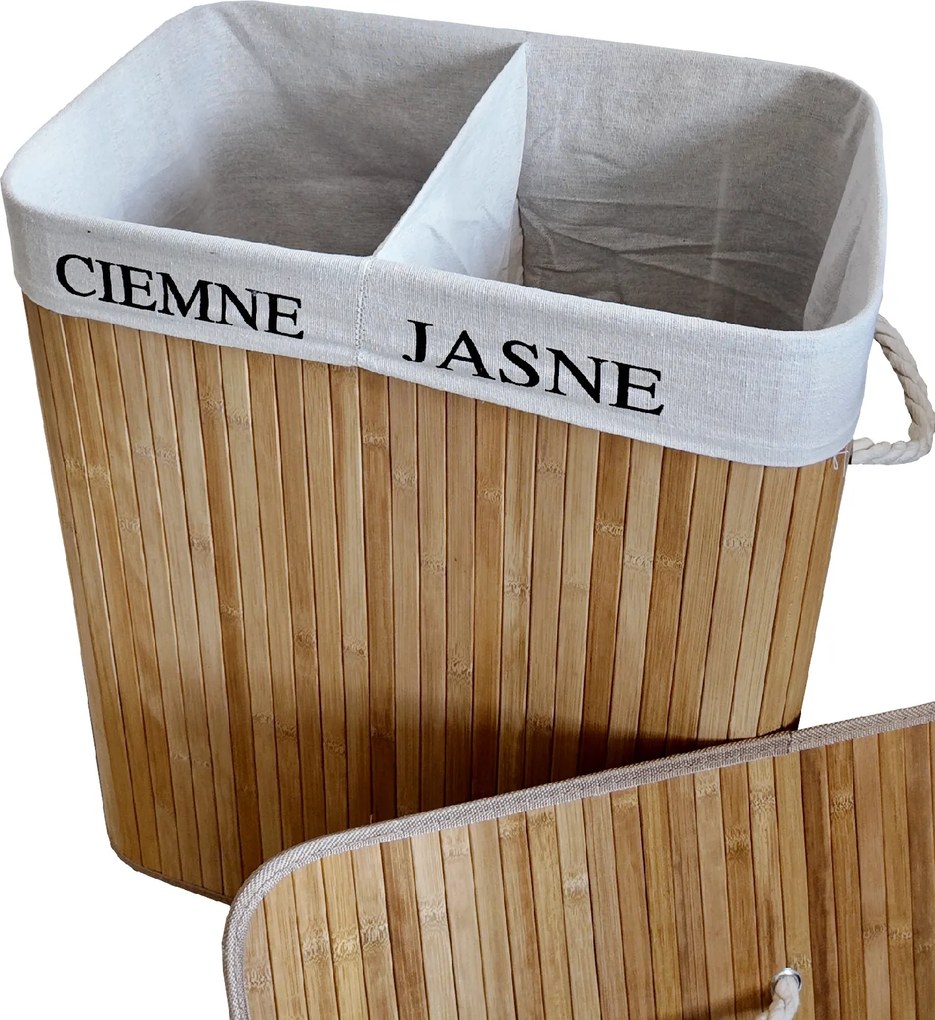 TRENDIE Bambusový koš na prádlo 100l světle hnědý + DÁREK