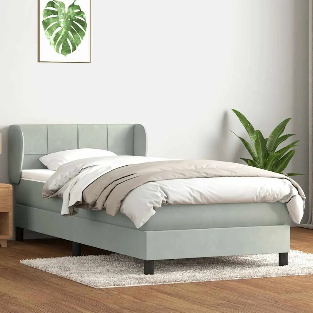 Box Spring Postel s matrací Světle šedá 90x220 cm Samet 3317553