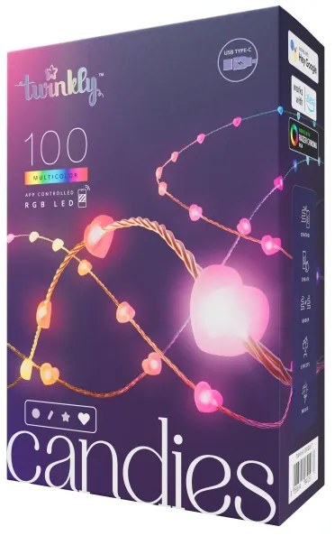 Twinkly TWKH100RGB-T - LED RGB Stmívatelný vánoční řetěz 100xLED 8 m USB Wi-Fi