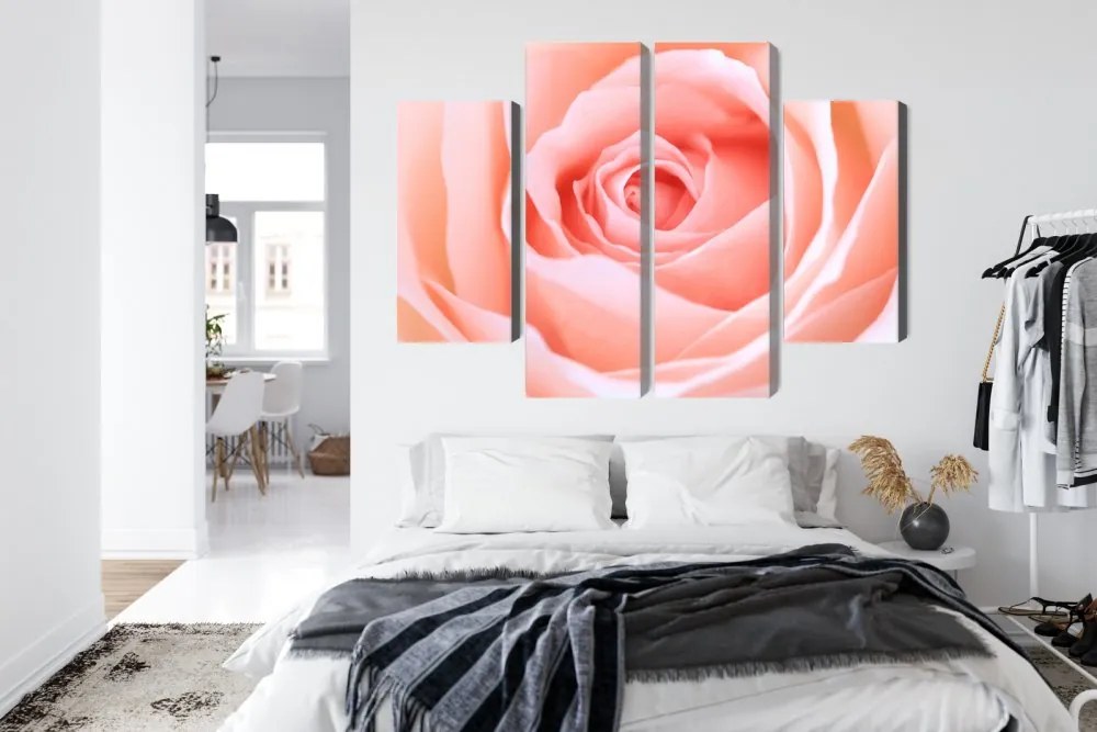 Vícedílný obraz Pastelová Růže Na 3D Makro Měřítku Nedostatek Nedostatek Přírodní plátno 160x120