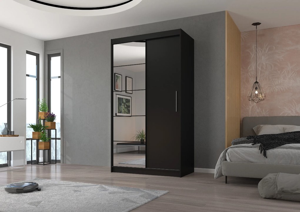 ADRK Furniture Posuvná skříň se zrcadlem ESTI 120 SW-ESI-120-B