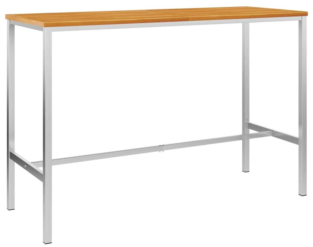 46505 vidaXL Barový stůl 160 x 60 x 105 cm masivní akácie a nerezová ocel