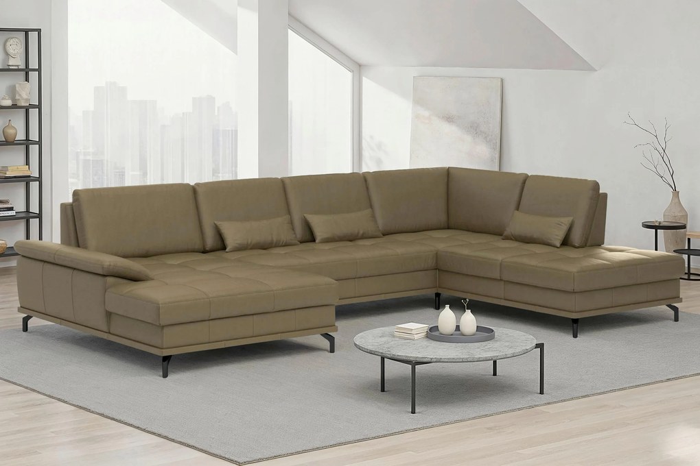 XXXLutz SEDACÍ SOUPRAVA, textil, kůže, olivově zelená Sit & More - Sedací soupravy - 00014403973Q