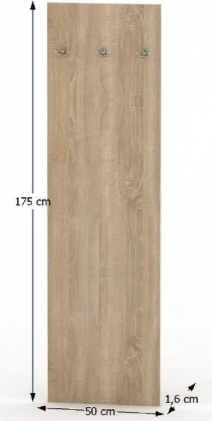 Věšákový panel, dub sonoma, TEMPO ASISTENT NEW 030