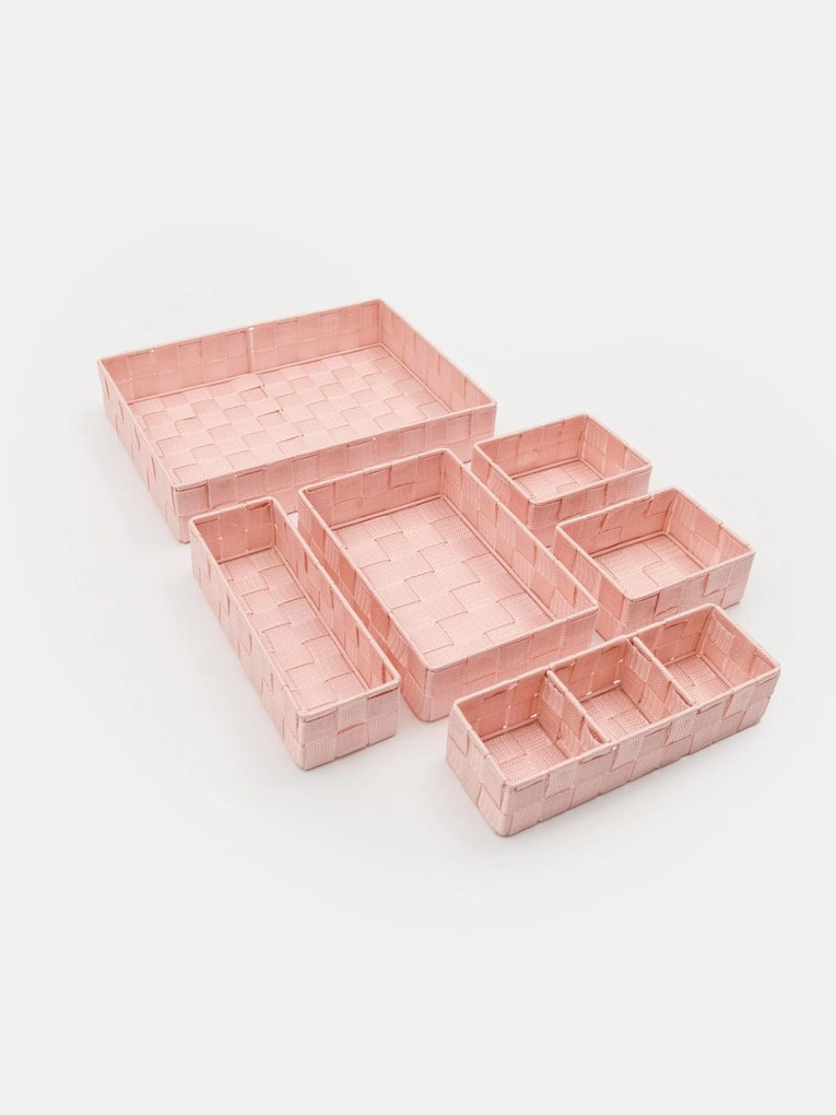 Sinsay - Sada úložných krabiček 6 pack - pastelová růžová