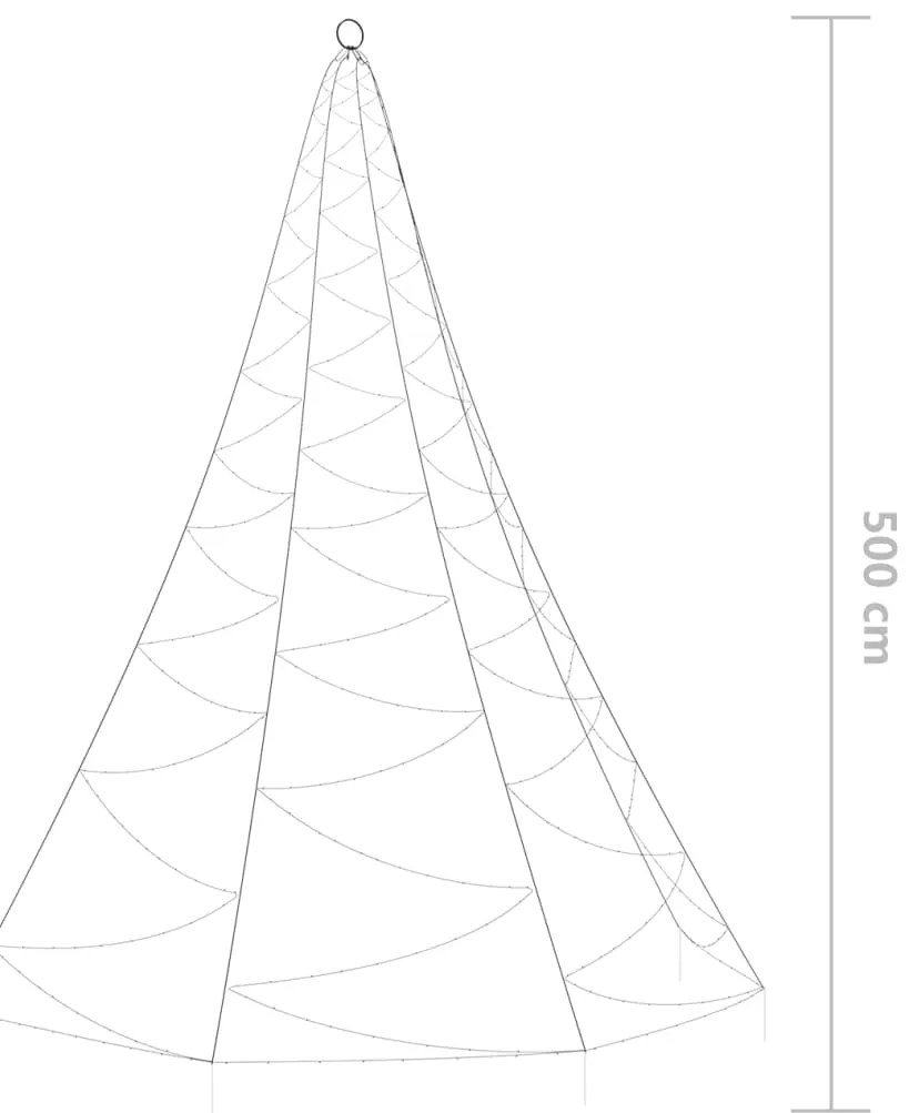 vidaXL Marketos Nástěnný stromek s kovovým hákem 720 LED diod teplá bílá 5 m