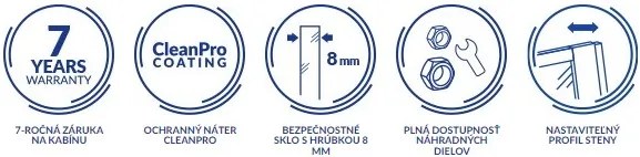 Cersanit Mille, sprchová zástěna typu Walk-In 100x200 cm, 8mm čiré sklo, chromový profil, S161-001