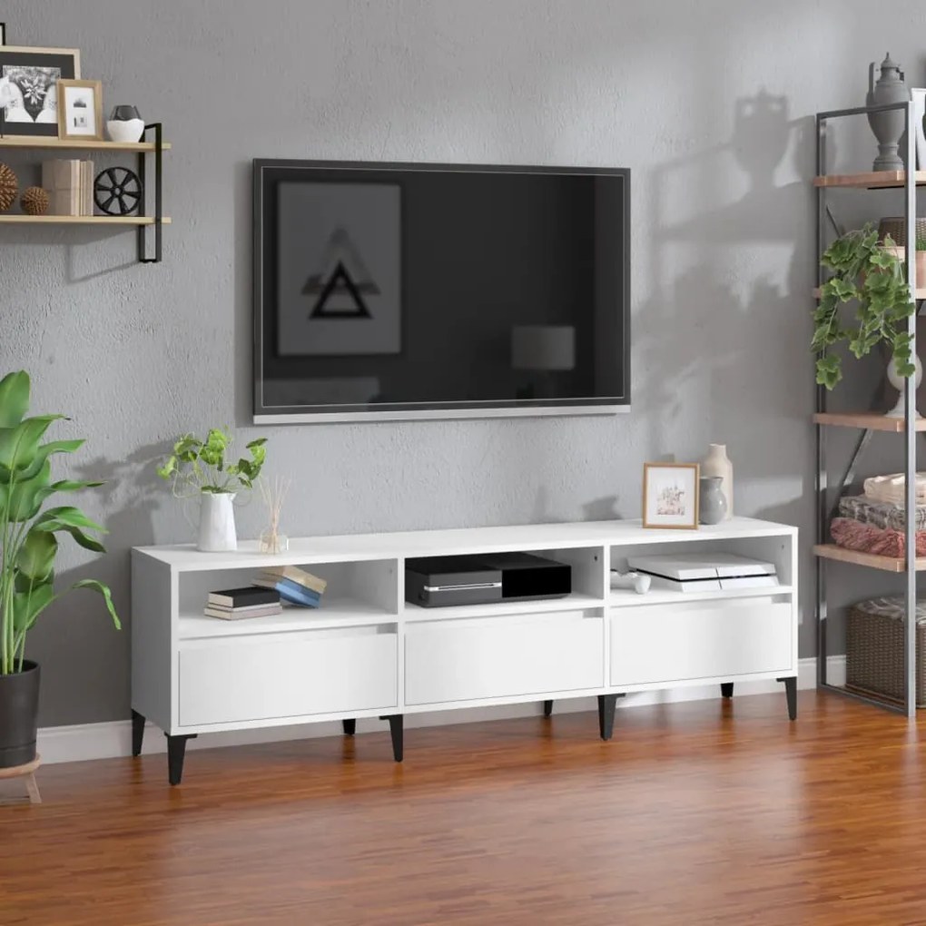 TV skříňka bílá 150 x 30 x 44,5 cm kompozitní dřevo - Default Title