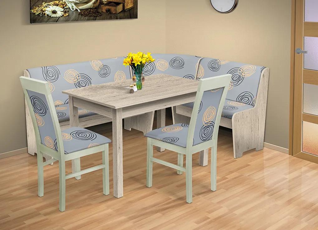Nabytekmorava Rohová jídelní sestava se židlemi 1400 x 1800 barva lamina:  San remo 4139, Čalounění: MEGA 031 losos | BIANO
