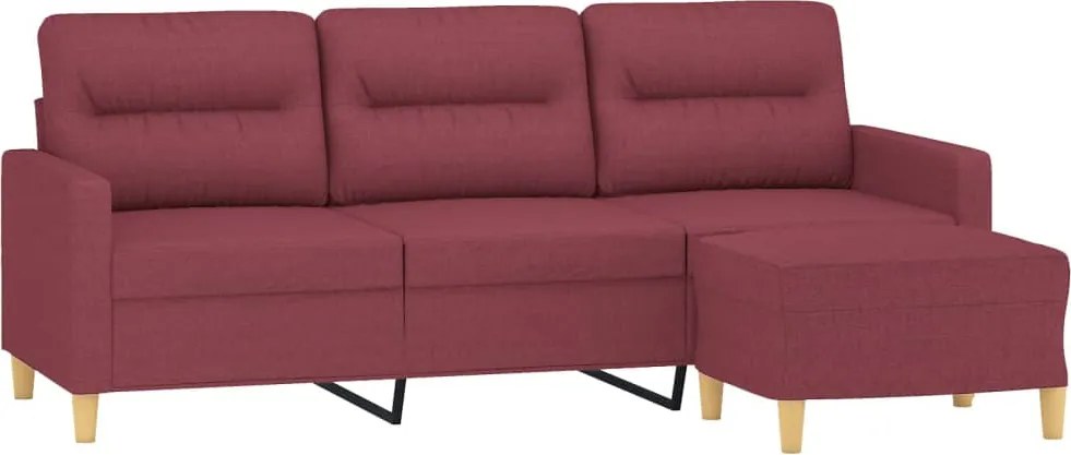 3místná pohovka s podnožkou vínová 180 cm textil 3201079